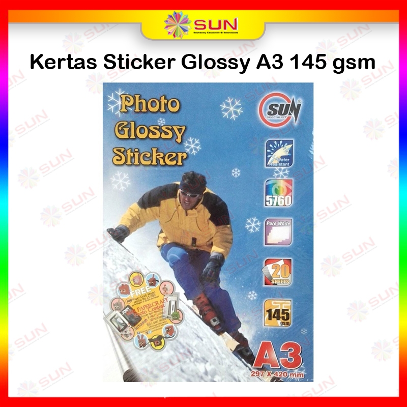 Jual Kertas Stiker Foto Glossy A3 - Glossy Photo Sticker Paper 145 Gram ...
