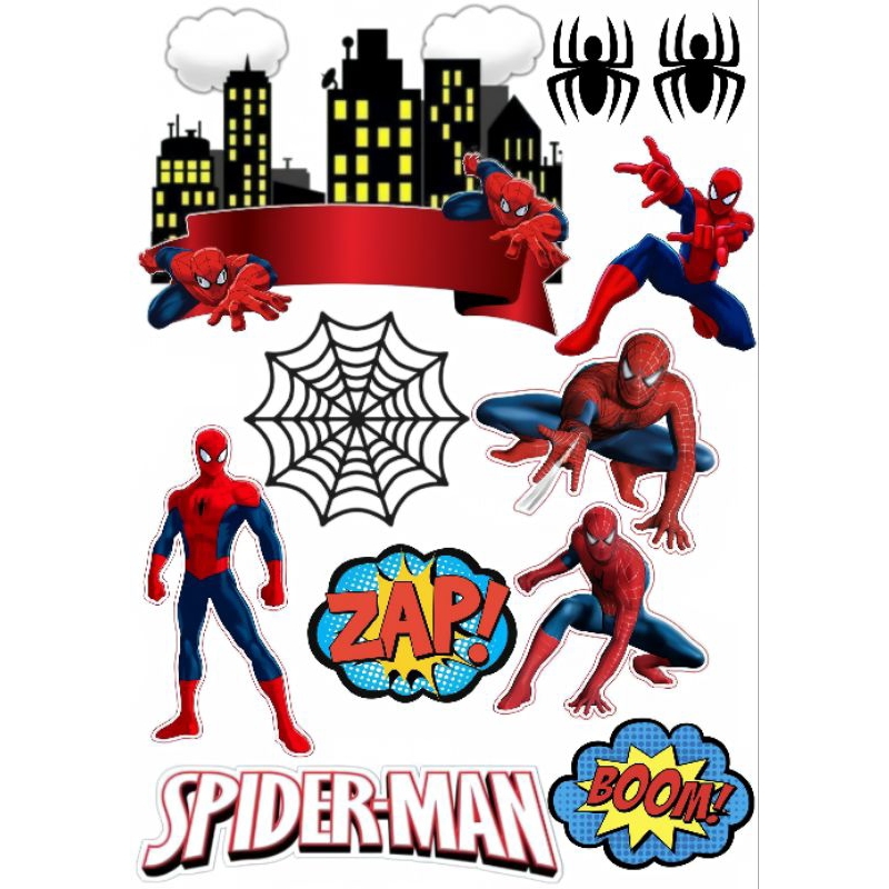 Jual [1 SET] TOPPER CAKE KARAKTER TEBAL PREMIUM SPIDERMAN UNTUK KUE ...