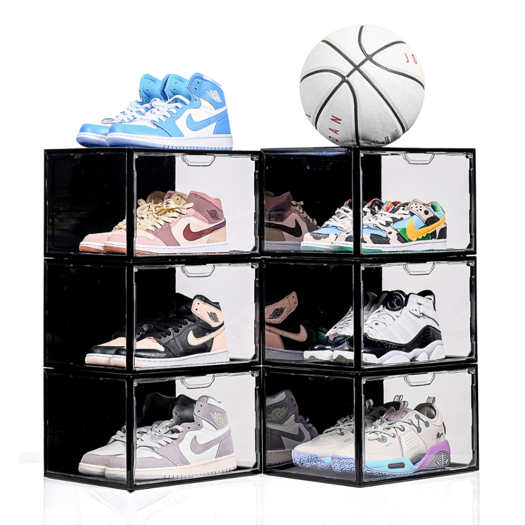 Jual Kotak Sepatu Plastic Akrilik Sneaker Stackable Transparan Hitam ...