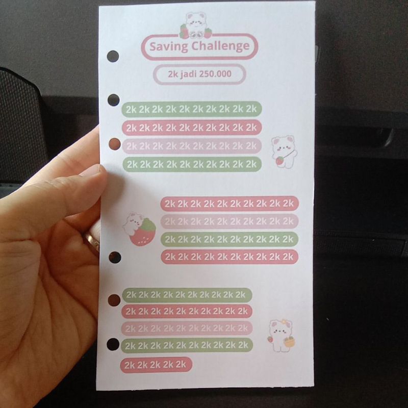 Jual Kertas Binder Saving Challenge Size A6 (6 holes) | Shopee Indonesia