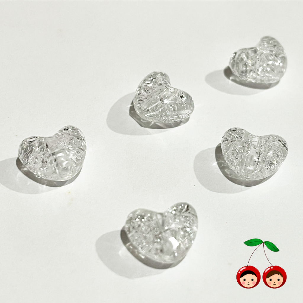 Jual Manik Hati Chubby Heart Akrilik Transparan Retak (5pcs) | Shopee ...