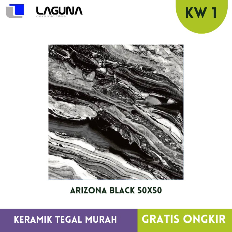 Jual Keramik Lantai 50x50 Arizona Black Laguna Glossy Kw1 Mewah ...