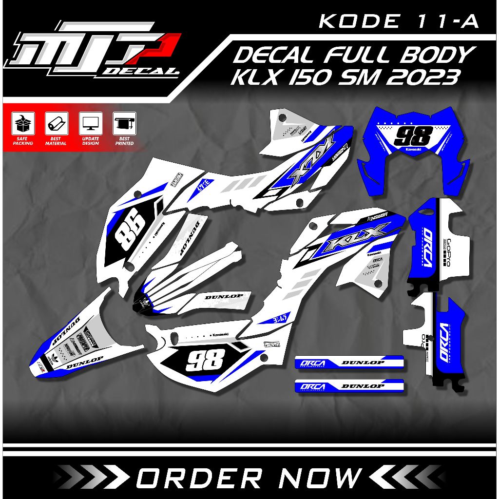 Jual Stiker Decal KLX 150 SM Full Body Terbaru 2023 Custom Super Glossy MTP DECAL Kode 11 ...