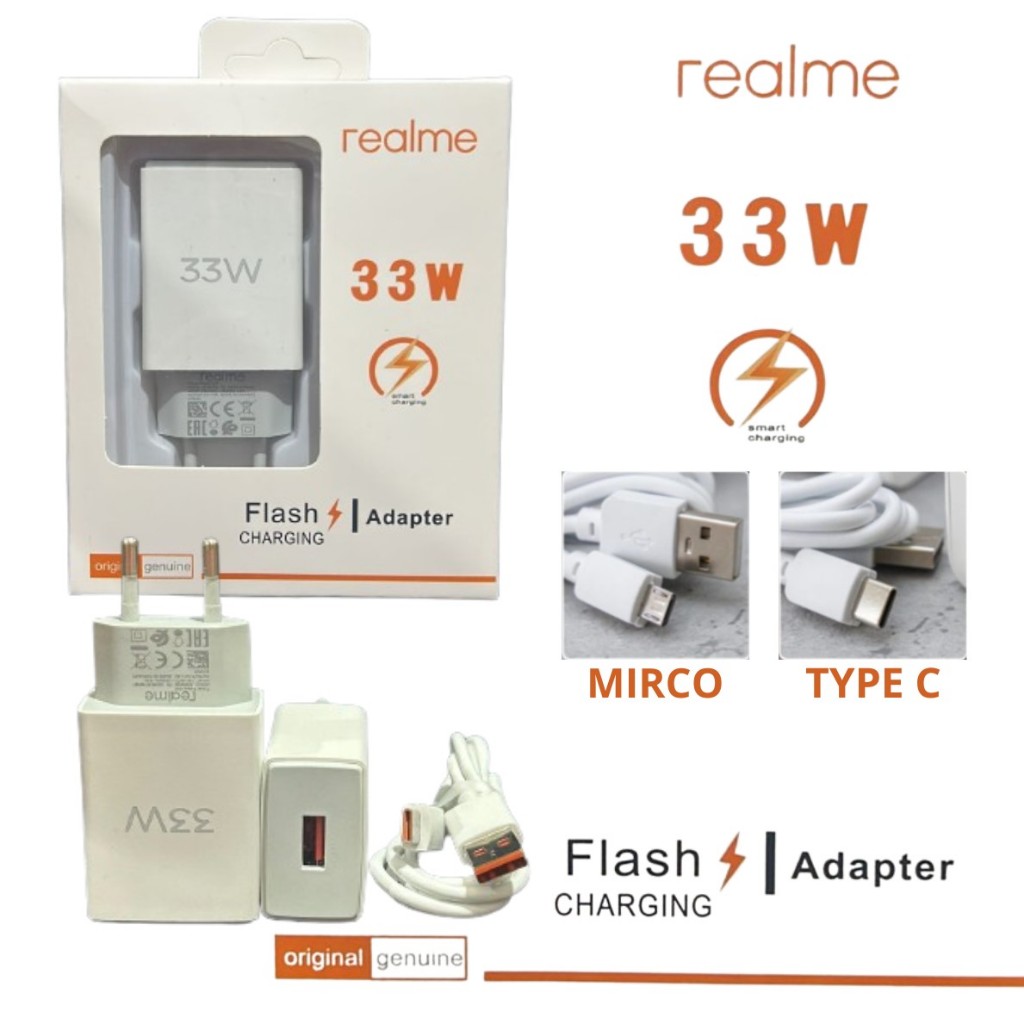 Jual charger realme 2A AK933 / charger realme 33w micro dan type c ...