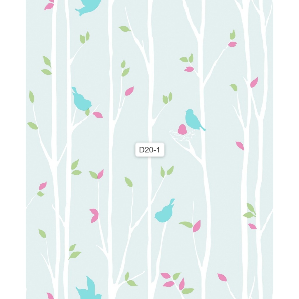 Jual WALLPAPER DINDING MOTIF POHON RANTING DAUN KOMBINASI BURUNG KECIL ...
