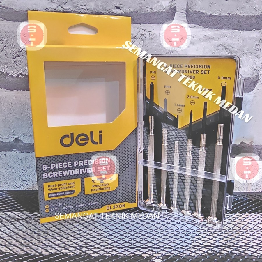 Jual 6PCS OBENG PRECISION PRESISI JAM PERKAKAS 6 PCS SET DELI DL3206 ...