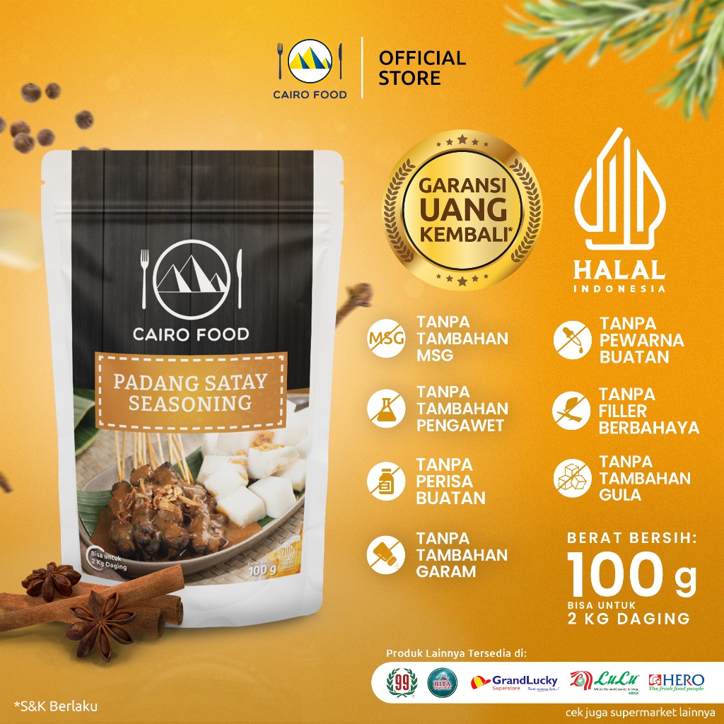 Jual Bumbu Sate Padang Sehat – Tanpa MSG, 100% Rempah Murni | Cairo Food - 100 gram | Shopee ...