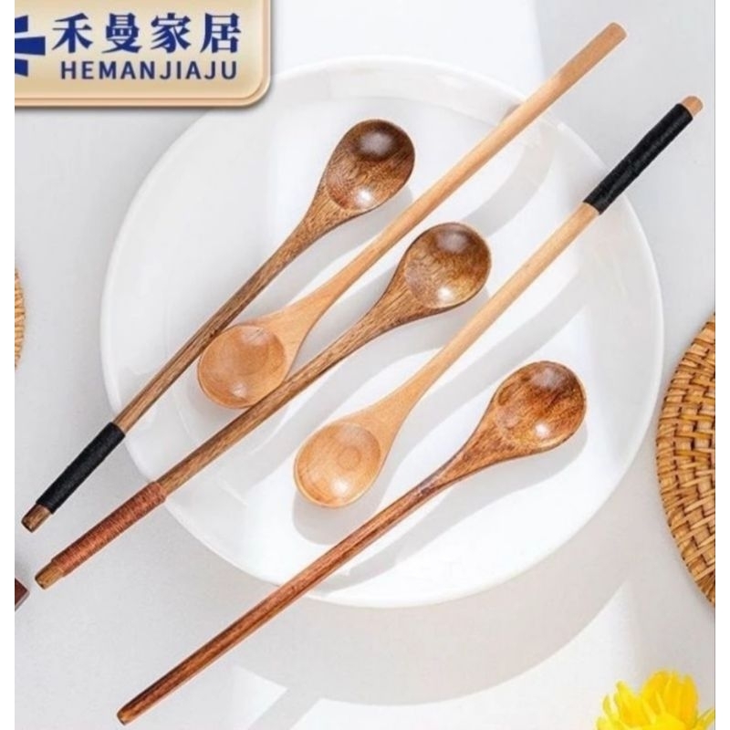 Jual sendok panjang kayu korea 20cm / sendok masak | Shopee Indonesia