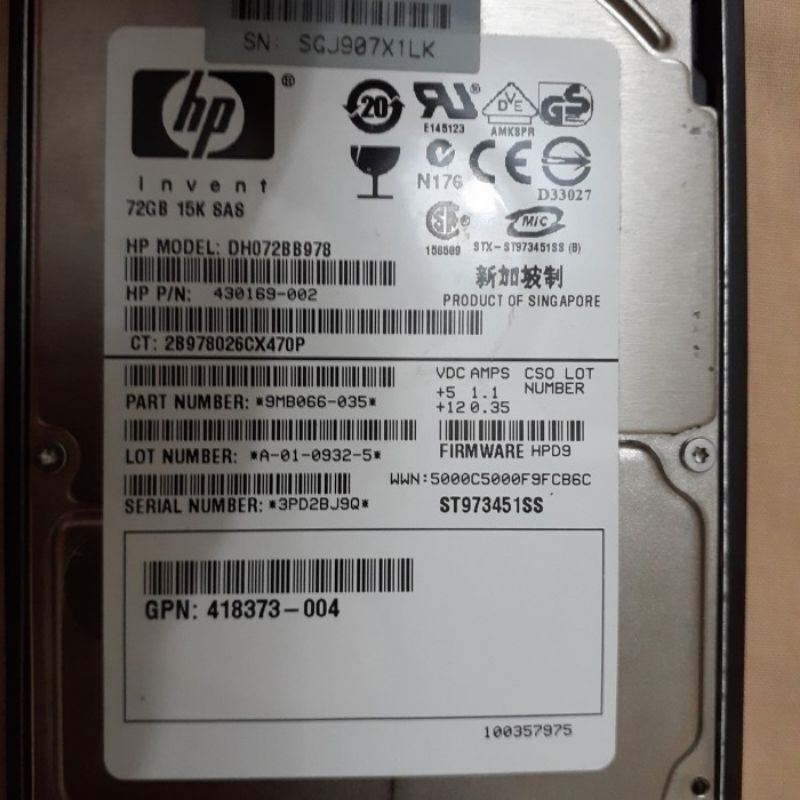Jual HP Server Hard-Disk 72GB 2.5" SAS (432321-001 DH072BB978 430169 ...