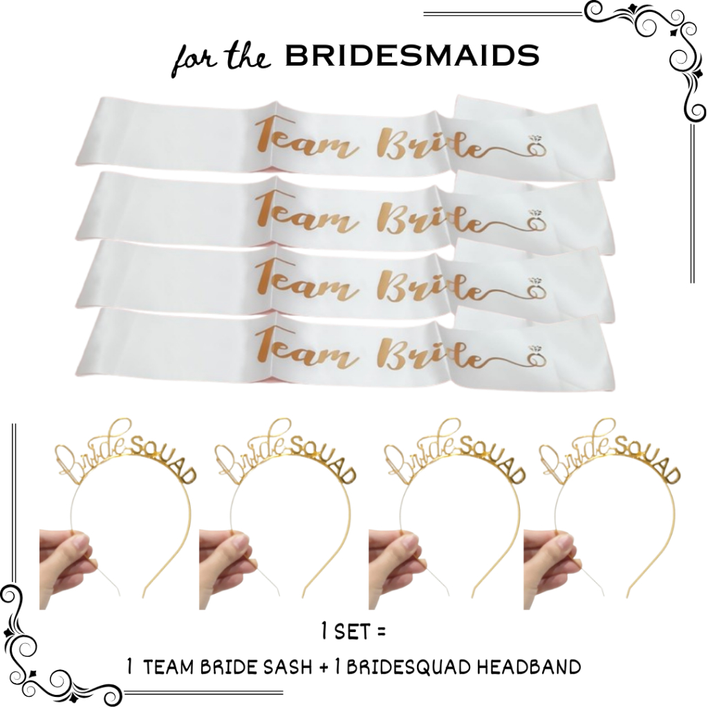 Jual Paket bridal shower set sash bando veil bride groom bridesmaid ...