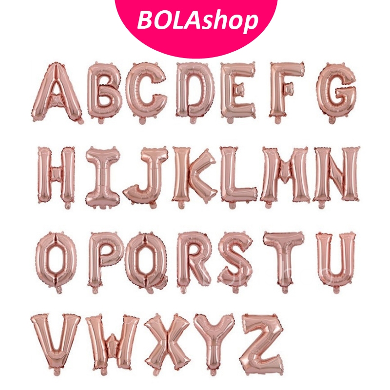 Jual Balon Foil Huruf Alfabet A-Z Warna RoseGold 16inch 40cm Dekorasi ...