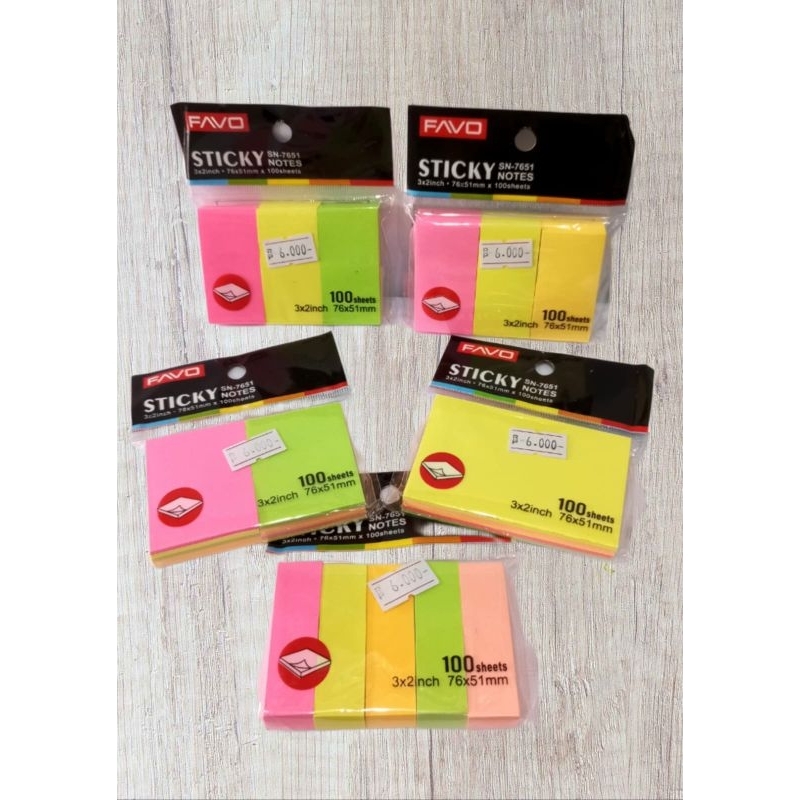 Jual (1 PCS) STICKY NOTES FAVO 3X2INCH/76X51MM | Shopee Indonesia