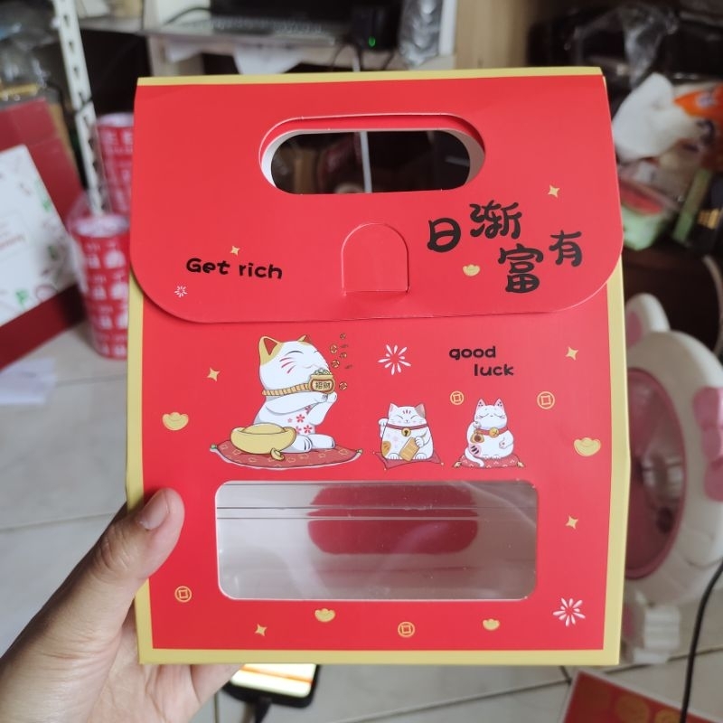 Jual Box Imlek 1 toples 350gr persegi panjang box imlek snack box imlek ...