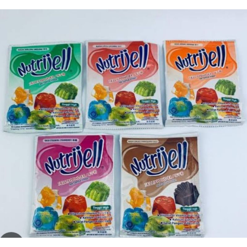 Jual Nutrijell Jelly Powder Sachet Rasa Coklat/Leci/Jeruk/JELYGAR MELON ...