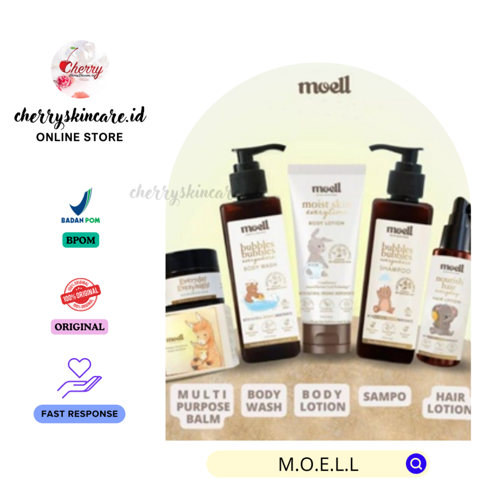 Jual ️Cherryskincare.id ️ Moell Body Wash | Moell Shampoo | Moell Hair ...