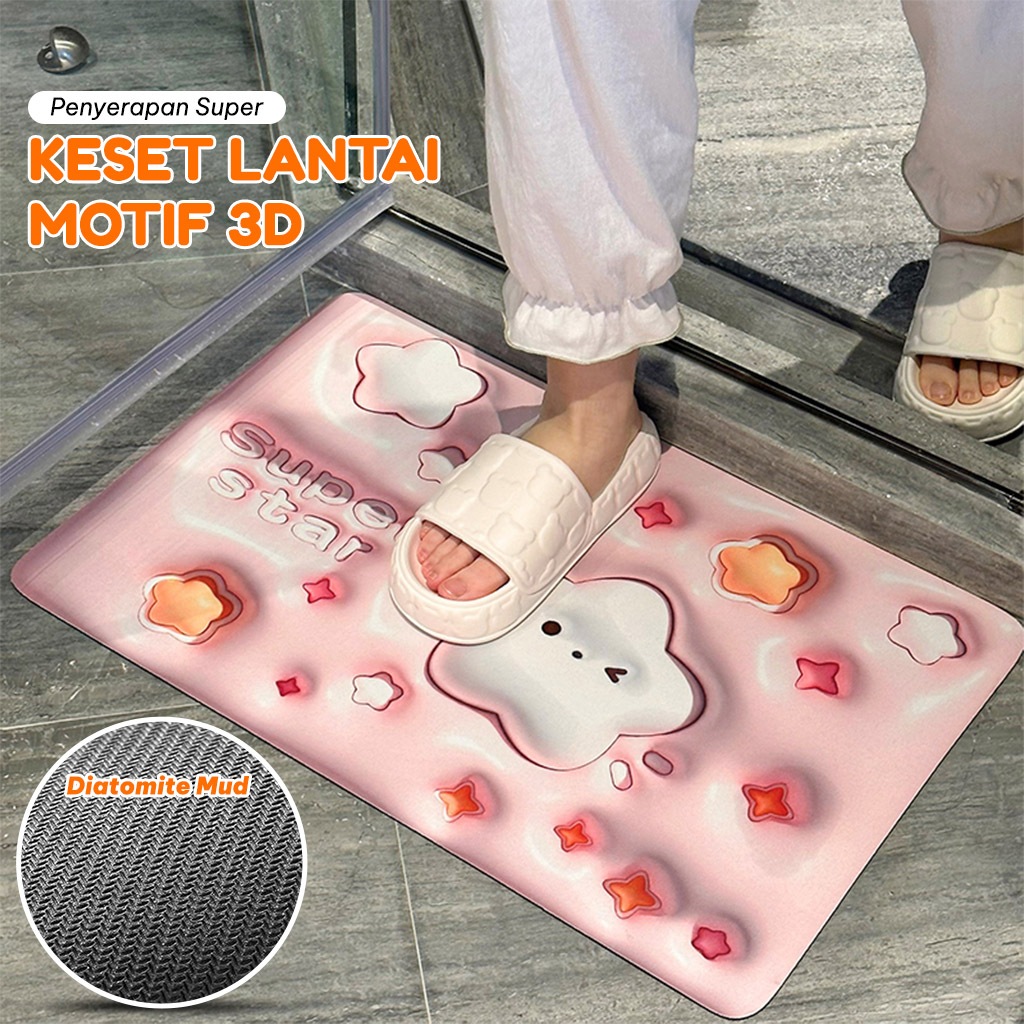 Jual Keset Lantai Motif 3D Cantik 30x40cm/Keset Lantai Diatomite Motif ...