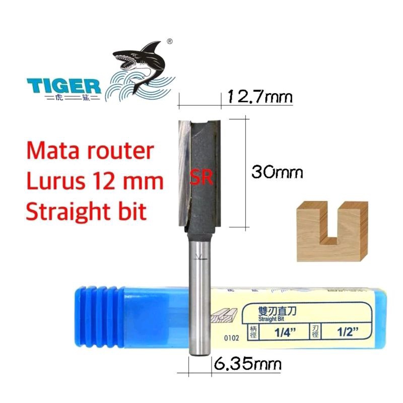 Jual Mata Router/ Profil Lurus 12 mm/ Straight Bit TIGER | Shopee Indonesia