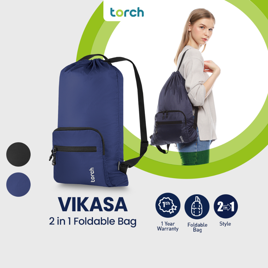 Jual TORCH Vikasa 2in1 Foldable Backpack Tas Serut Pouch Travel Outdoor ...