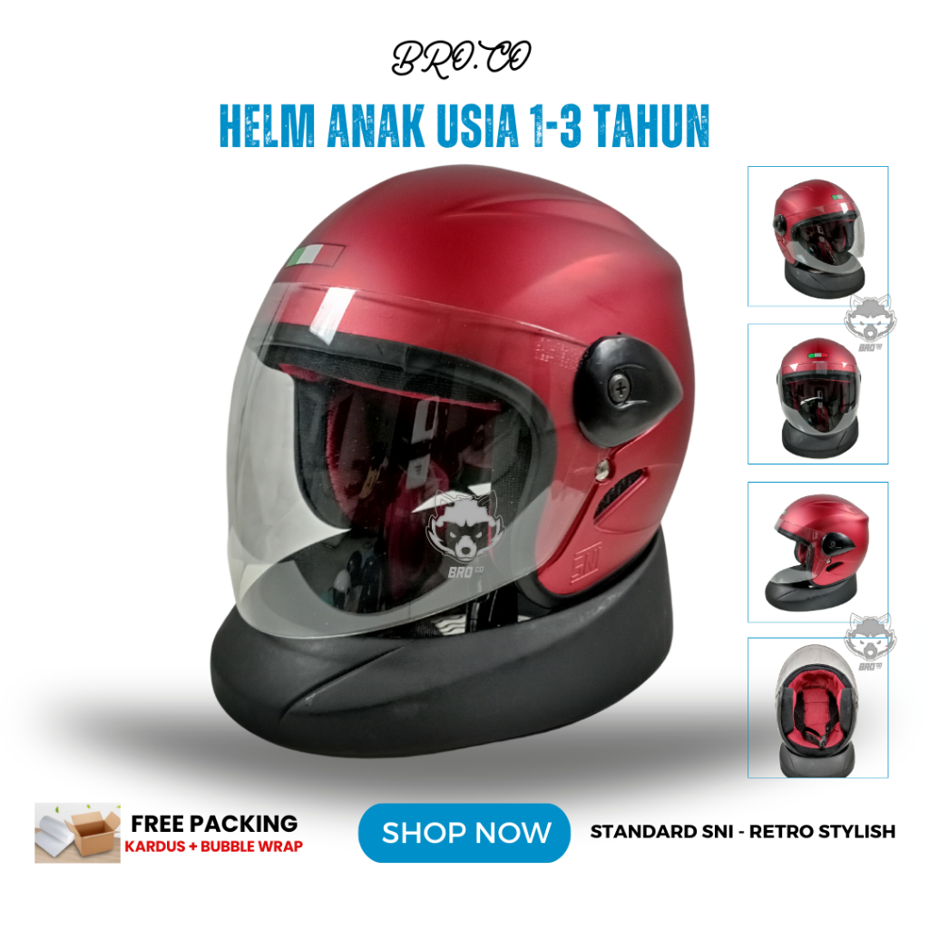 Jual HELM PILOT RETRO ITALY ANAK ANAK JUNIOR HALF FACE YELLOW KUNING ...