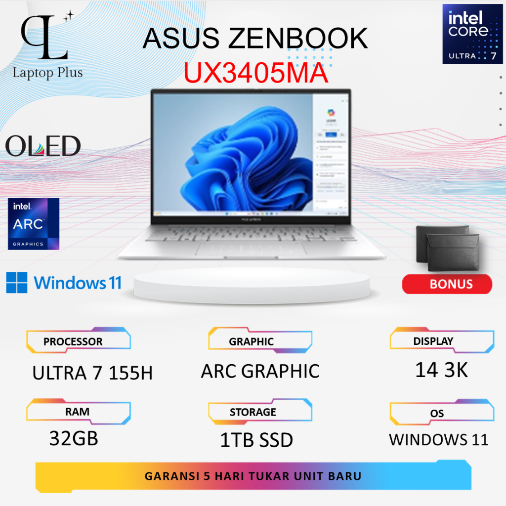 Jual Laptop Asus Zenbook Touch OLED ULTRA 7 155H 32GB 1TB Intel ARC ...