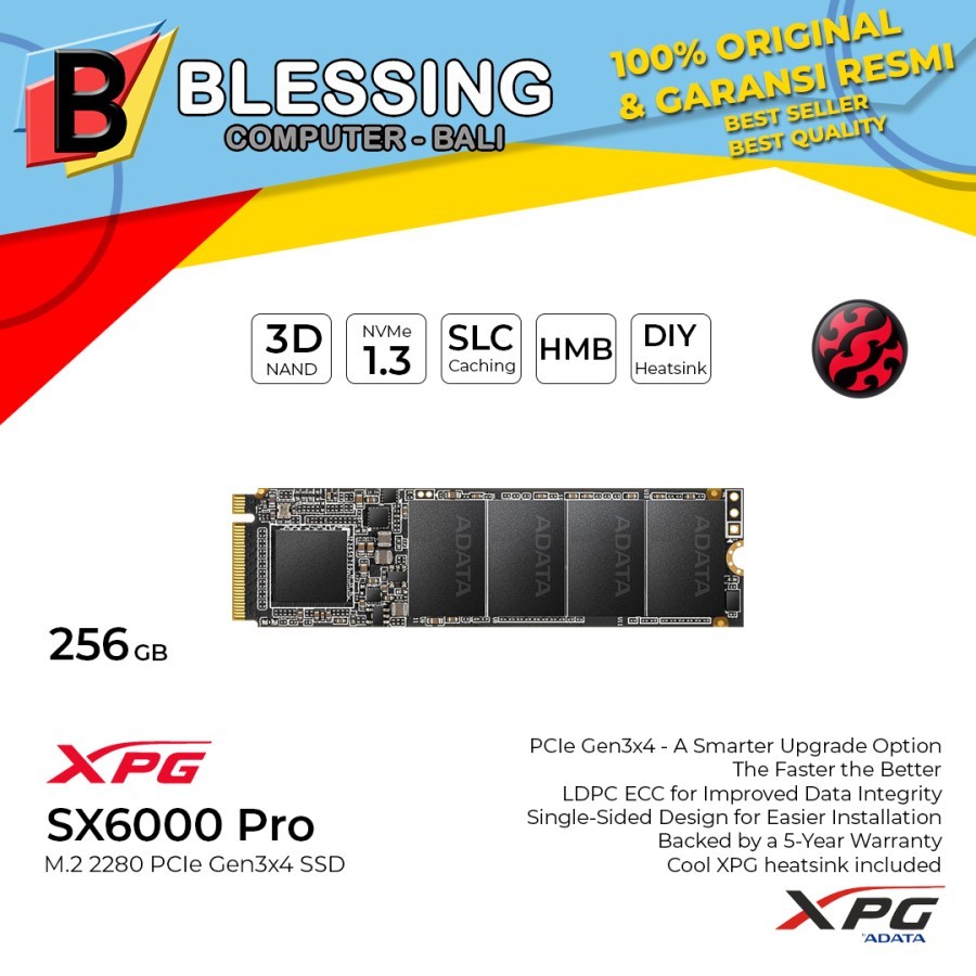 Jual SSD ADATA XPG SX6000 PRO 256GB M.2 2280 PCIe Gen3x4 ASX6000PNP ...