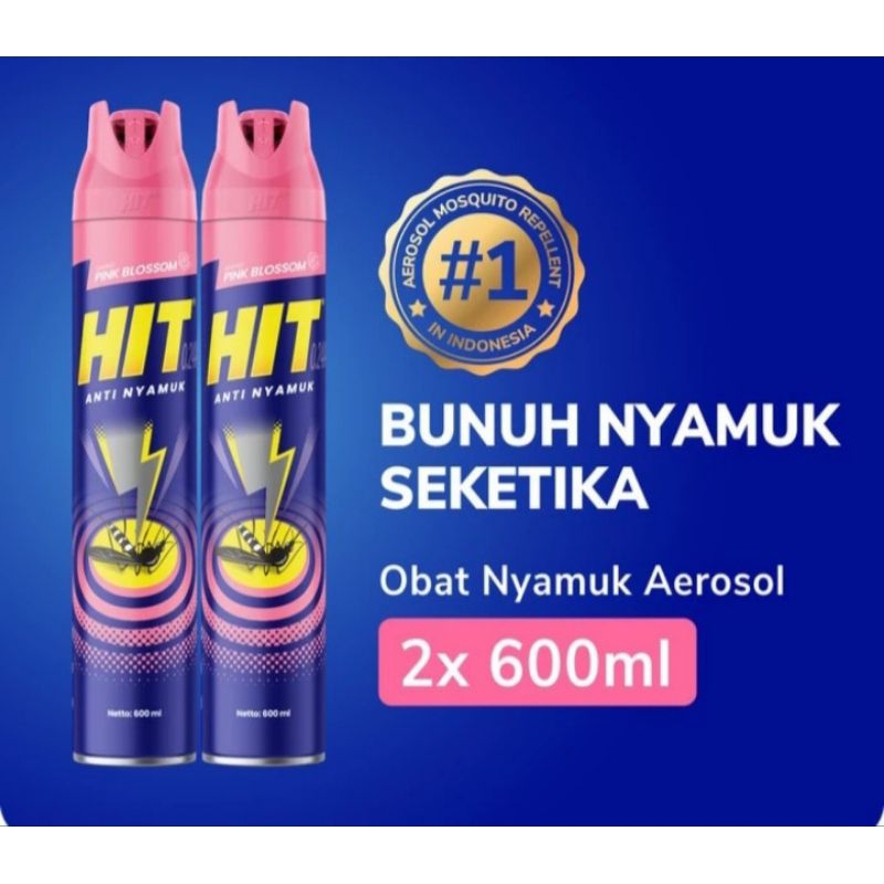 Jual hit aerosol expert pink blosoom obat nyamuk spray 600 ml isi 2 ...