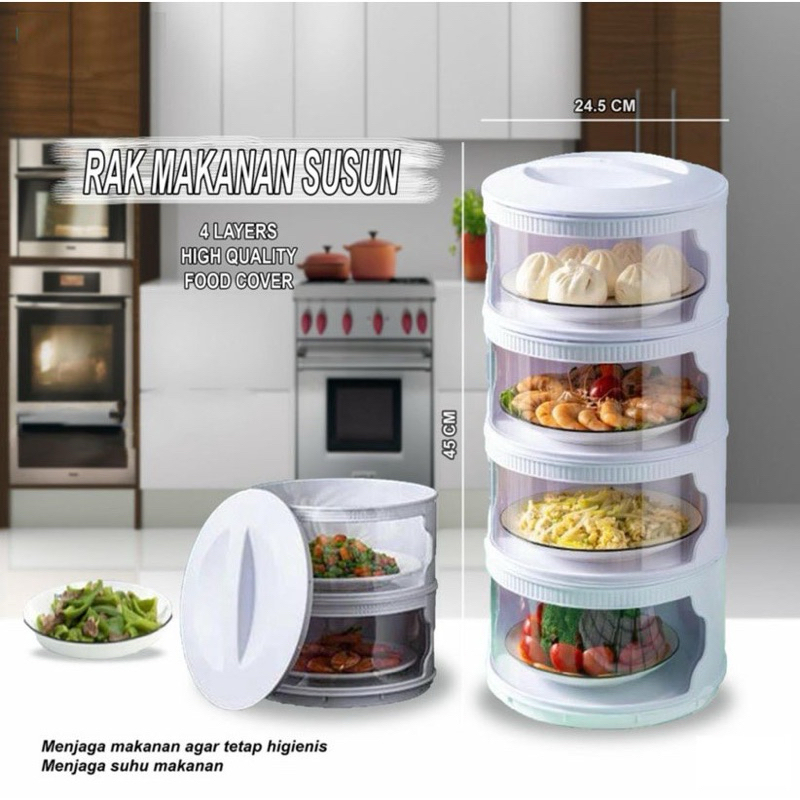 Jual [SA] TUDUNG SAJI 4 LAYER PORTABLE FOOD COVER - RAK SUSUN MAKANAN 4 ...