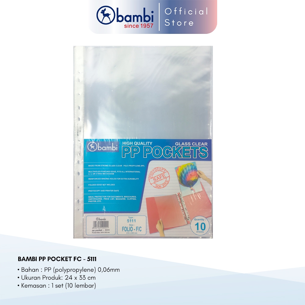 Jual Bambi Document Pocket Sleeve / Sheet Protector Folio Isi 10 Lembar ...
