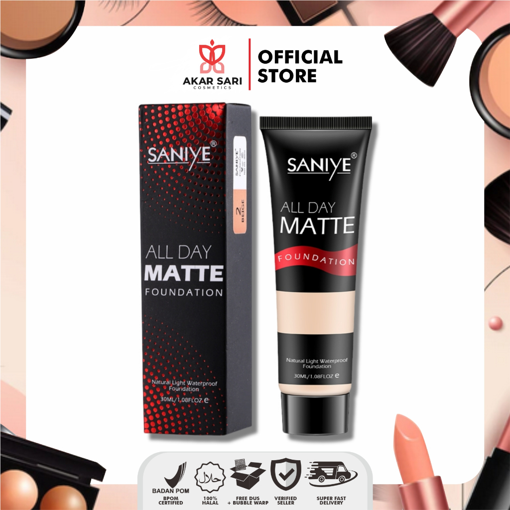 Jual SANIYE ALL DAY MATTE FOUNDATION - Alas Bedak R1157 | Shopee Indonesia