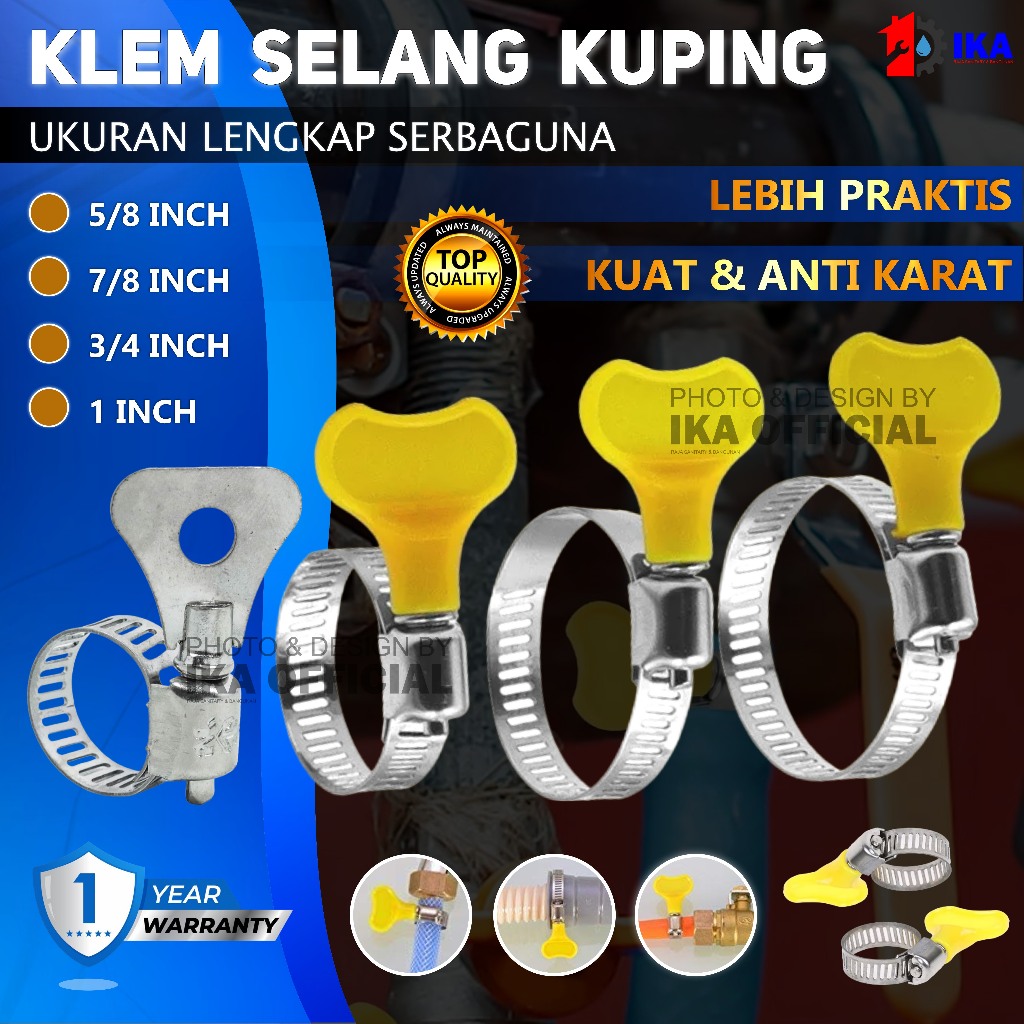 Jual Klem Selang KUPING PUTAR BESI KENMASTER/ Pengunci Selang KUPING ...
