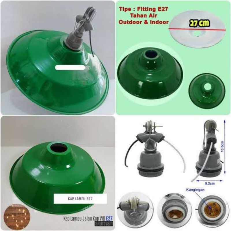 Jual Kap Lampu Satu Set Jalan WD Hijau Gantung E27 + Fitting WD E27 | Shopee Indonesia