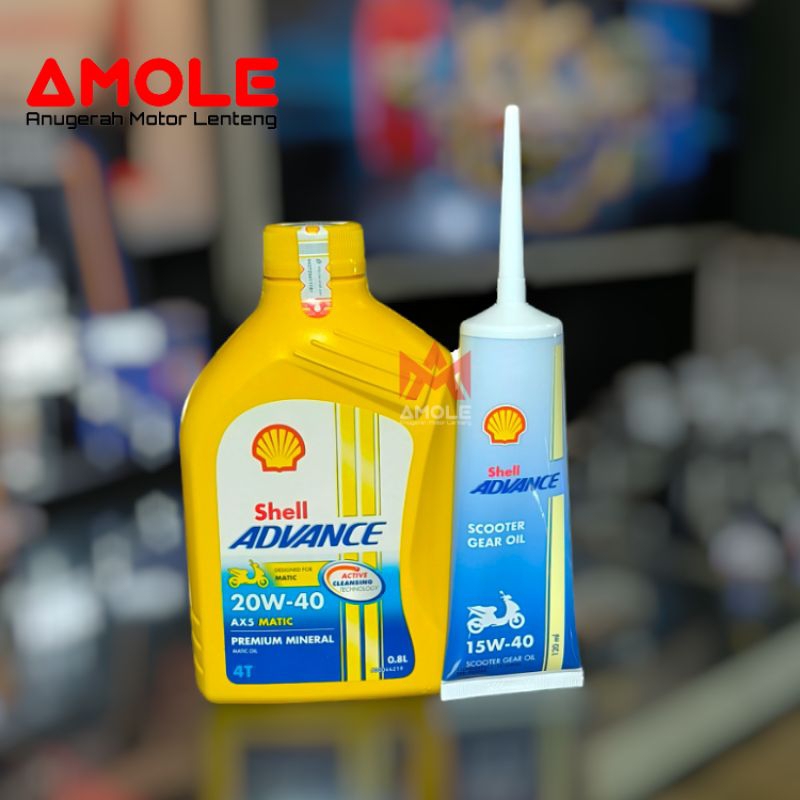 Jual Oli Shell AX5 Matic 0.8L 20W 40 Dan Oli Gardan Shell | Shopee ...