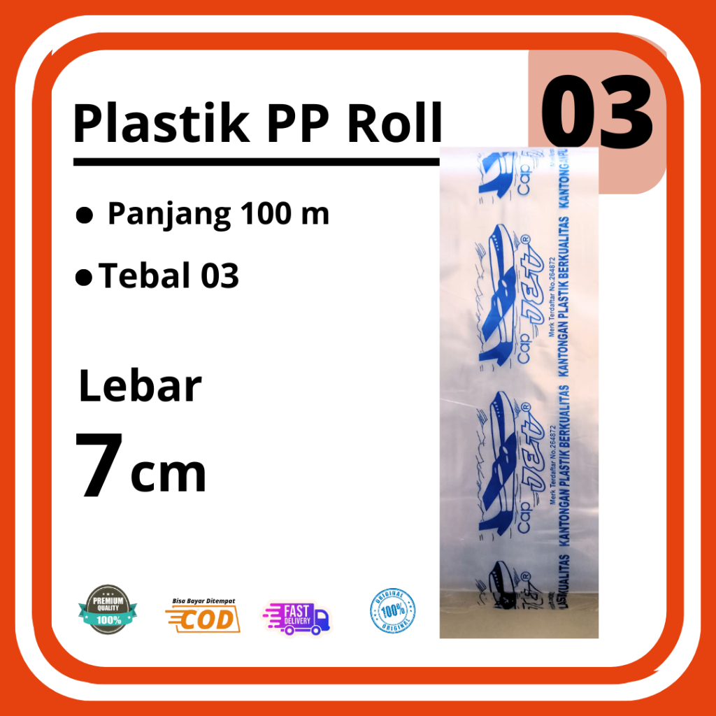 Jual Plastik PP Roll Tebal 03 Ukuran Lebar 7 cm PP Panjang 100 m Bening Transparan | Shopee ...