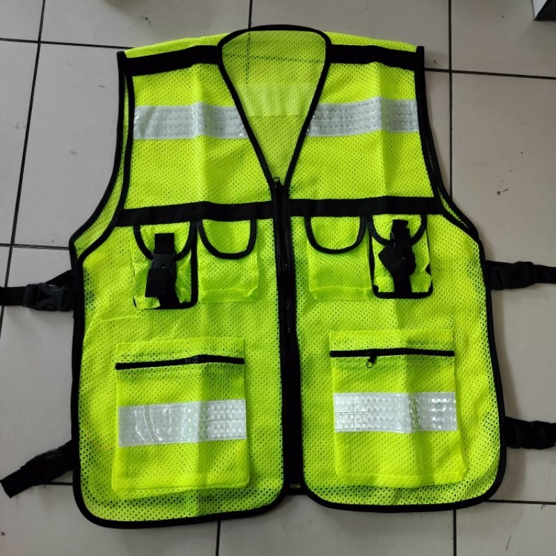 Jual Rompi jaring 6 kantong/ rompi proyek kantong 6 / safety vest oren ...