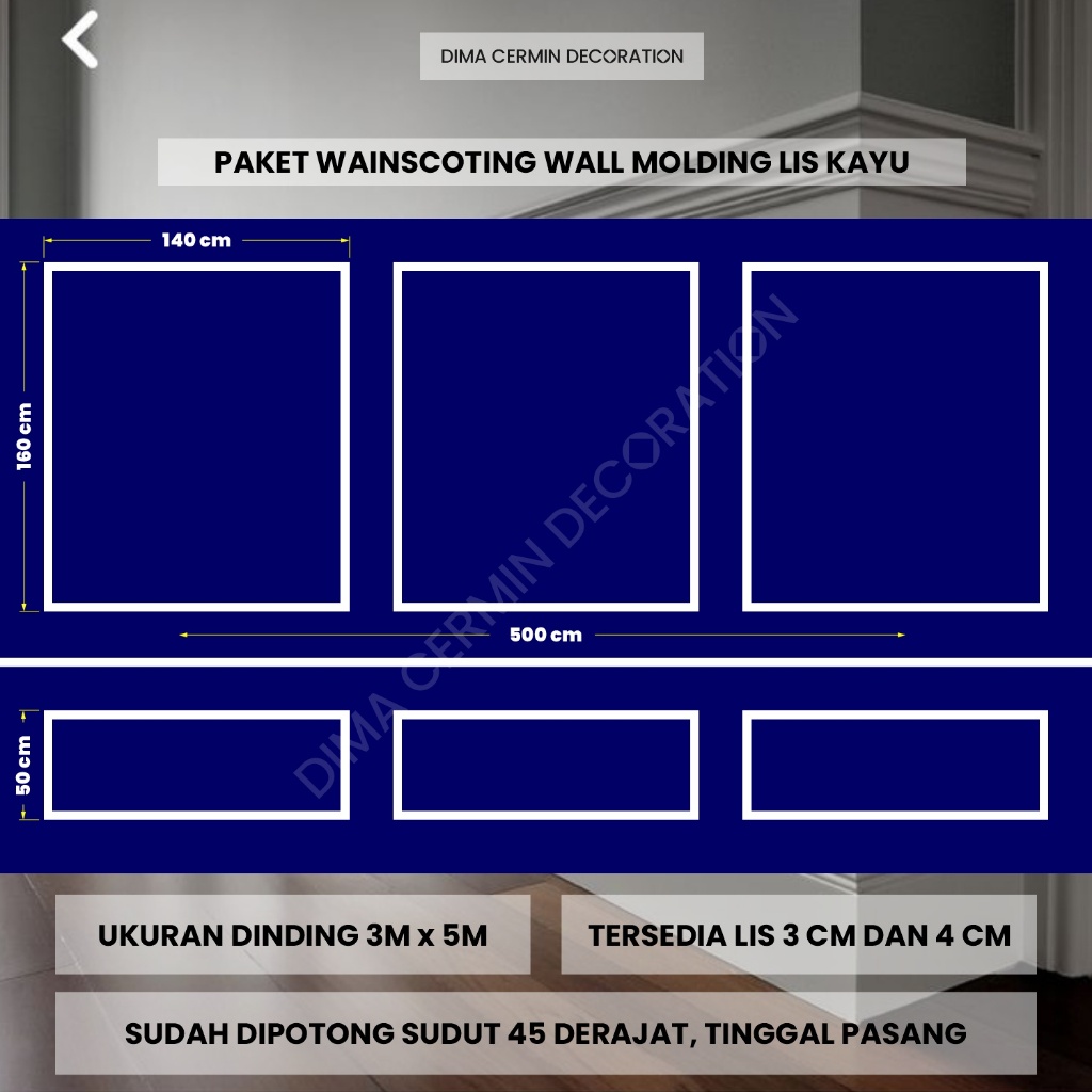 Jual Paket Panel Lis Profil Kayu Wall Moulding Untuk Dinding 3M x 5M ...