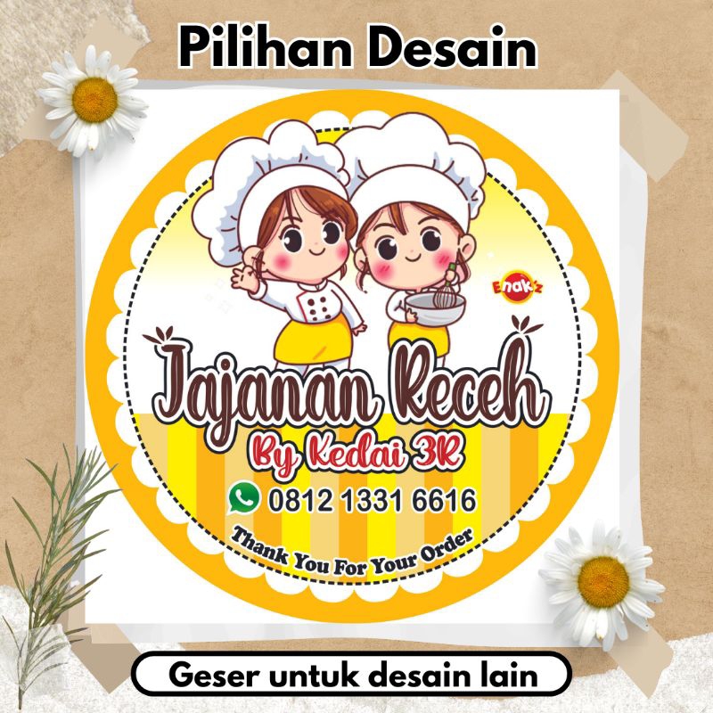 Jual (FREE DESAIN) Cetak Stiker Kemasan Lebel Makanan Stiker Makanan ...