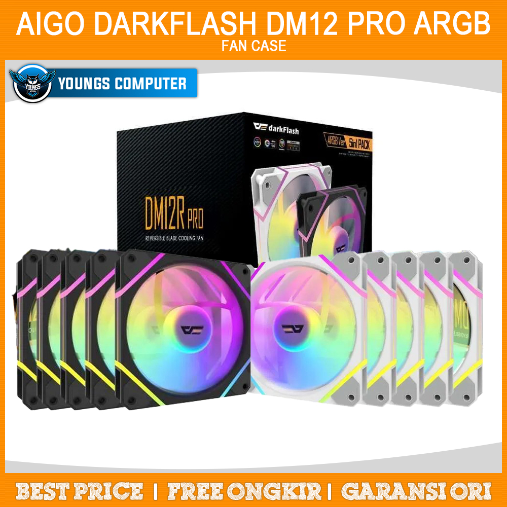 Jual FAN CASE AIGO DARKFLASH DM12 PRO ARGB 5 FAN ( BLACK / WHITE ) | Shopee Indonesia