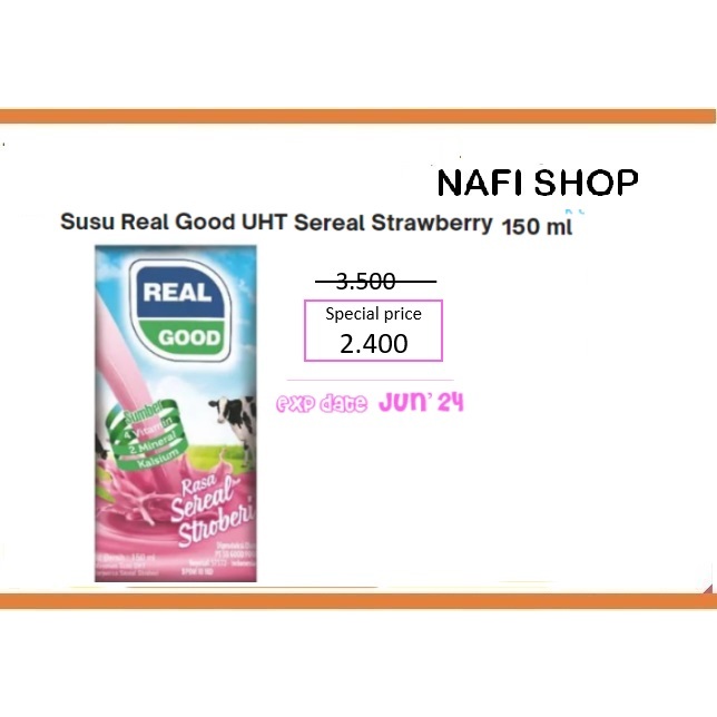 Jual Susu Real Good Strawberry 150 ml | Shopee Indonesia