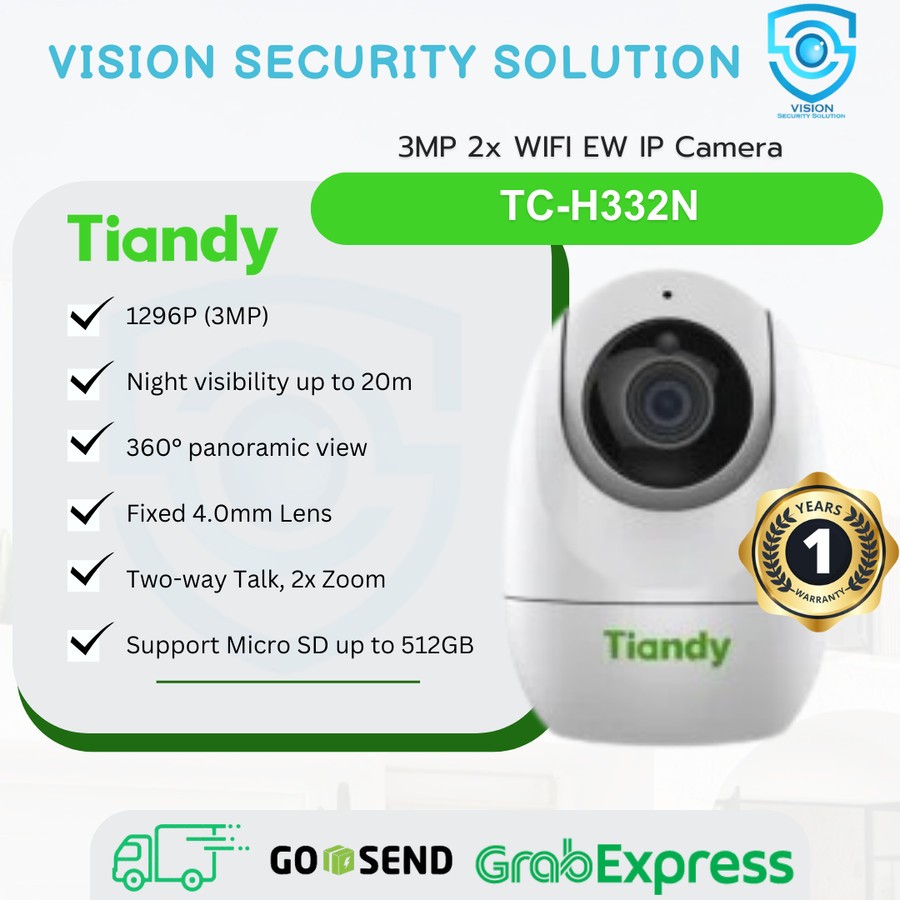 Jual Tiandy TC-H332N 3MP Indoor Wifi EW Camera - Smart CCTV Indoor ...