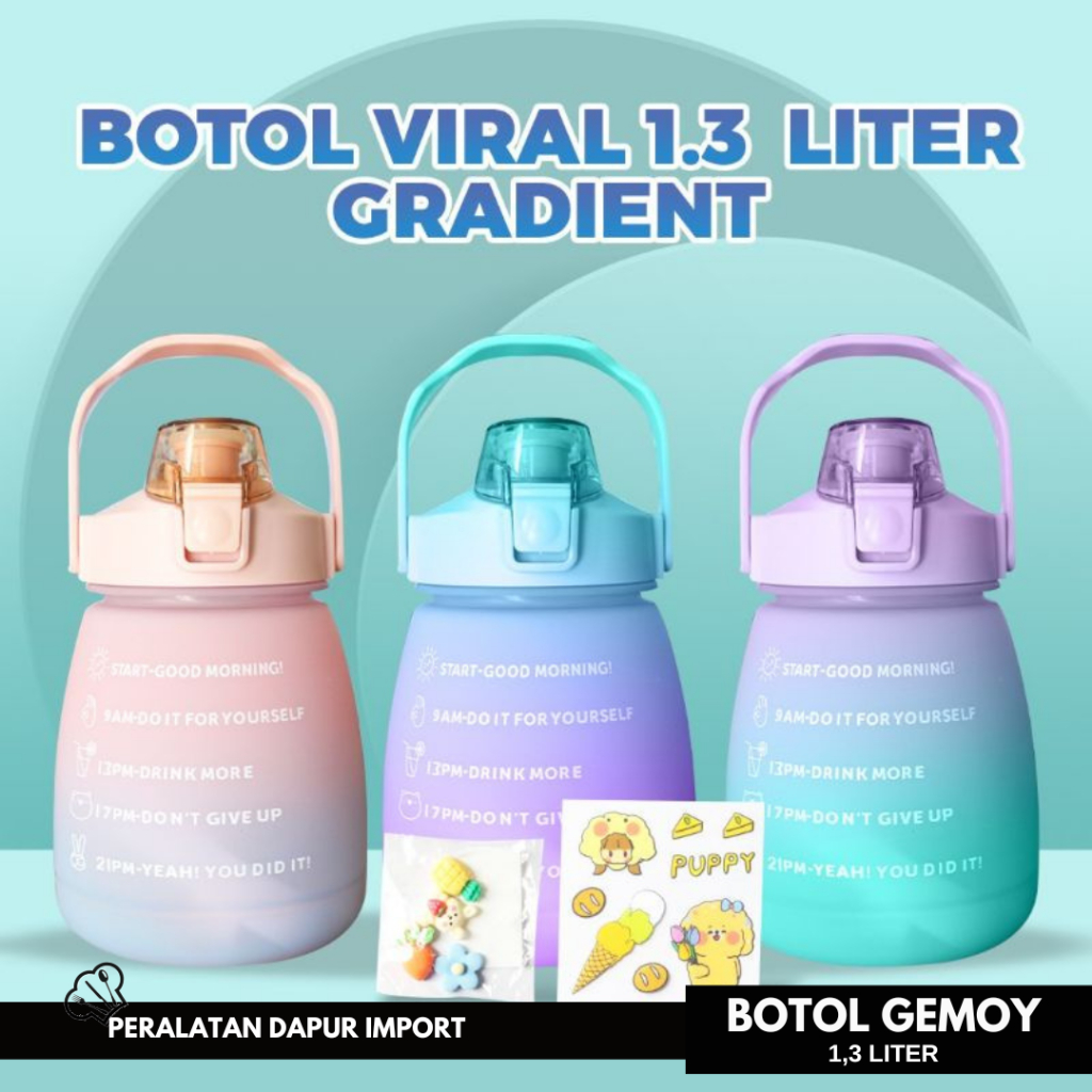 Jual Botol air minum Motivasi 1,3 Liter Botol VIRAL GEMOY Gradasi ...