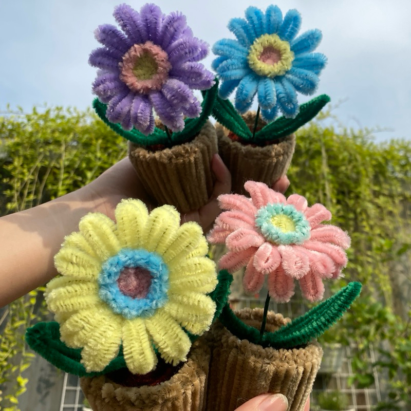 Jual Pot Gerbera dari Kawat Bulu | Pipe Cleaner Flower Pot | Bunga ...