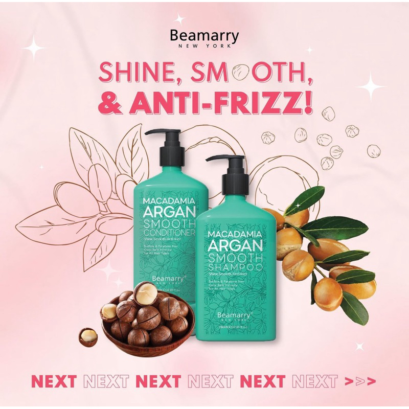 Jual BEAMARRY NewYork Macadamia Argan Smooth Shampoo 100ml | Shopee ...