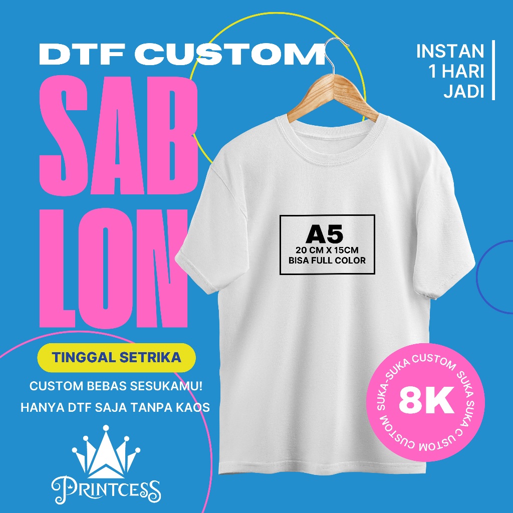 Jual DTF A5 Sablon Sticker Kaos Satuan Custom Tinggal Setrika di Baju ...
