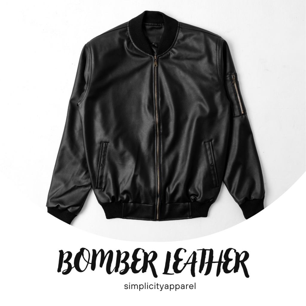 Jual Jaket Kulit Pria Model Bomber Pria Polos Brand Manta | Shopee ...