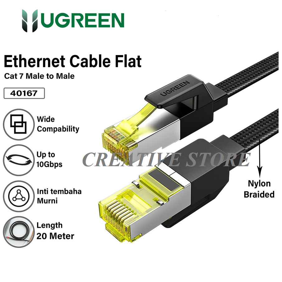 Jual Kabel Lan RJ45 UGREEN Cat7 FTP - Ugreen Flat Cable Ethernet Network Cat 7 - 40166 / 40167 ...