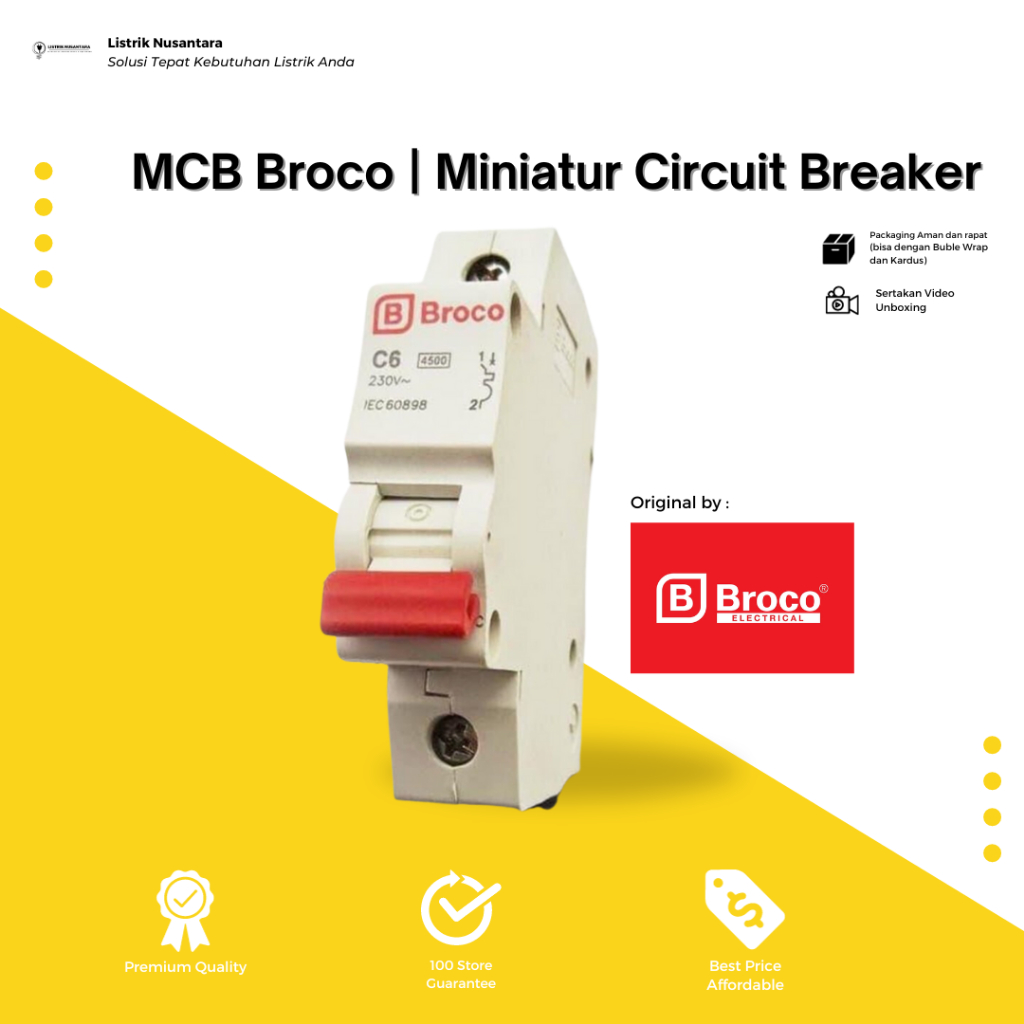 Jual Broco MCB Saklar 1 Phase 1P 2A 4A 6A 10A 16A 20A 25A 32A 40A Mini Circuit Breaker Pengaman ...