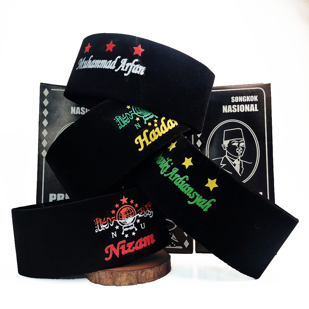 Jual PECI NU NAMA BINTANG - Peci Songkok Kopiah Logo NU Peci Hitam NU ...