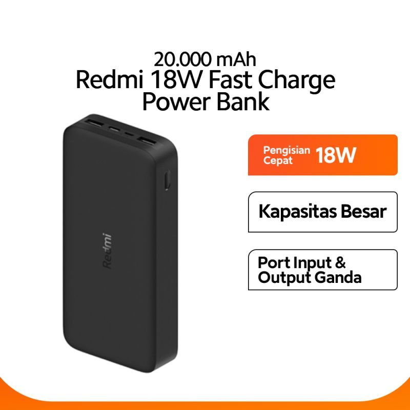 Jual Xiaomi Power Bank 20000mAh Redmi - 18W Fast Charger - Kapasitas ...