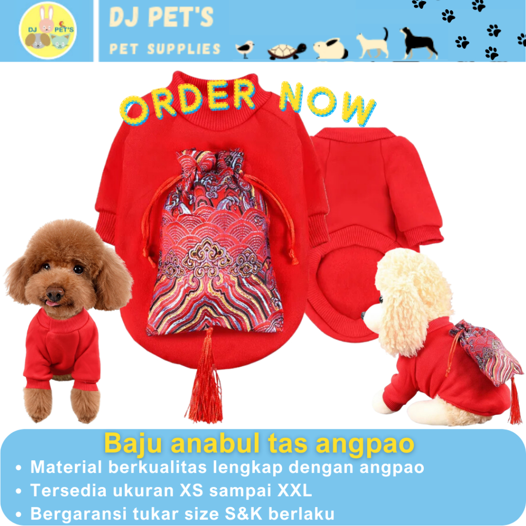 Jual baju anjing dan baju kucing baju imlek tas angpao anjing kucing cheongsam hewan CNY002 ...