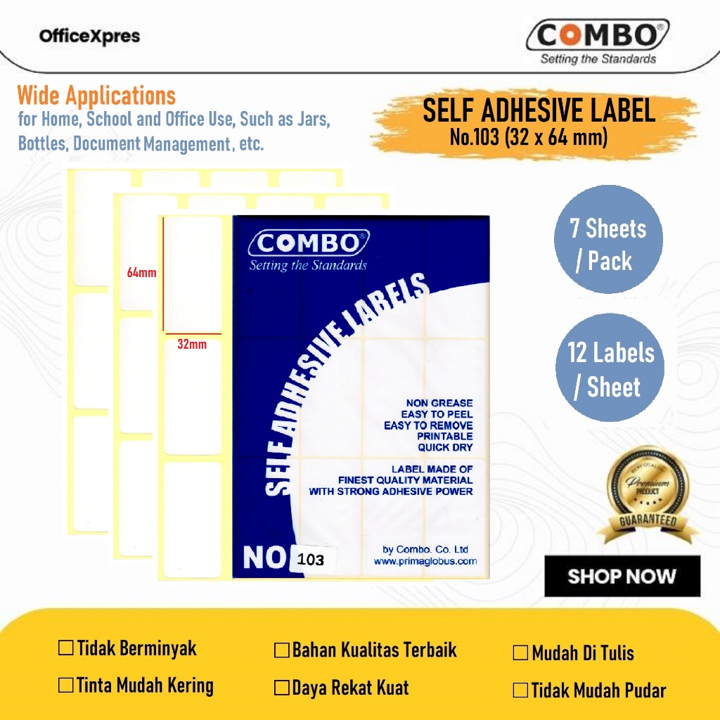 Jual Stiker Label No.103 32x64mm / Self Adhesive Labels 103 / Label ...